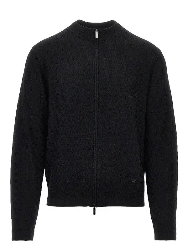 Emporio Armani Virgin Wool Knitted Cardigan - Black