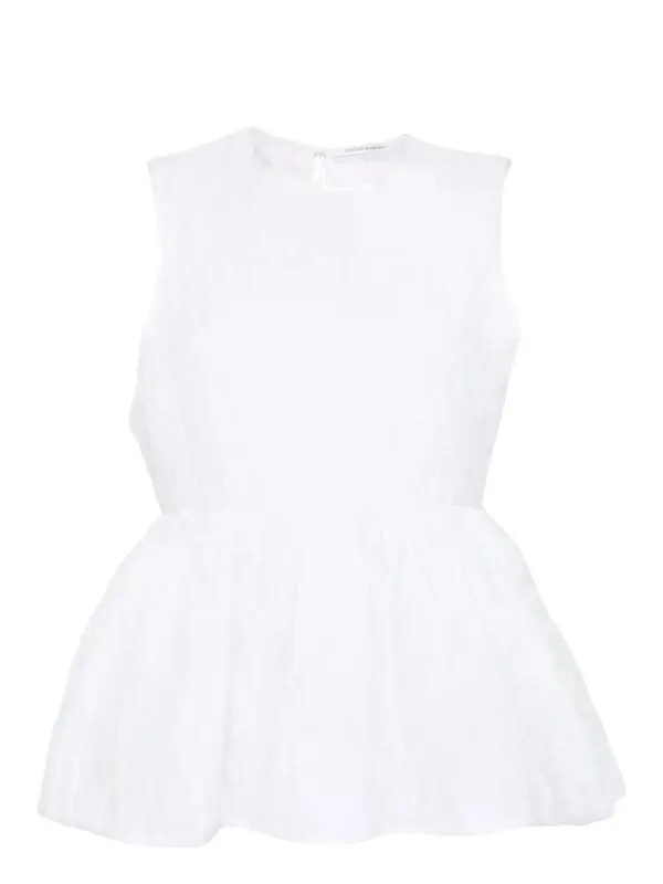 Cecilie Bahnsen Seersucker Peplum Top - White