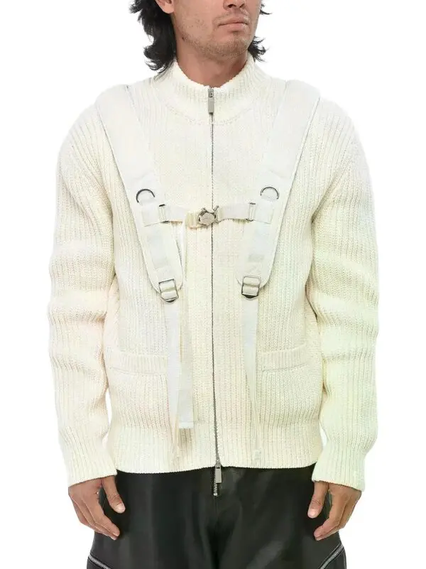 Off-White Buckle-strap Zip-up Cardigan - Neutrals
