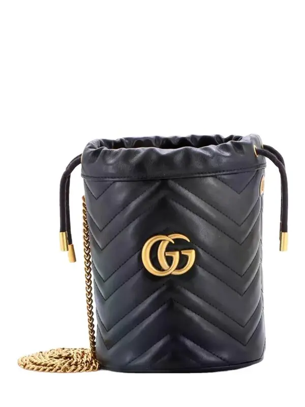 Gucci Gg Marmont Matelasse Leather Mini Bucket Bag - Black