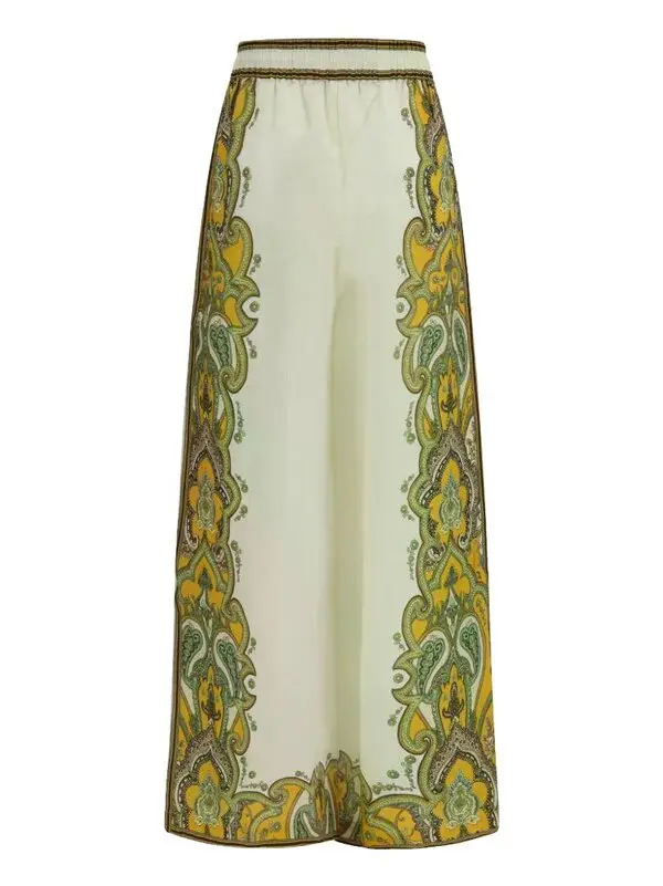 ALEMAIS Wide Leg Paisley Print Pants - Neutrals
