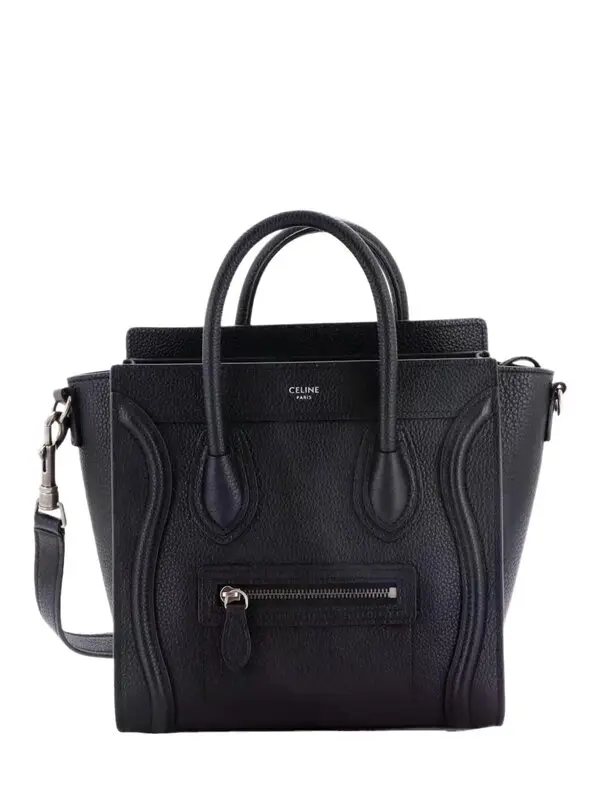Celine Luggage Nano Grainy Leather Crossbody Bag - Black