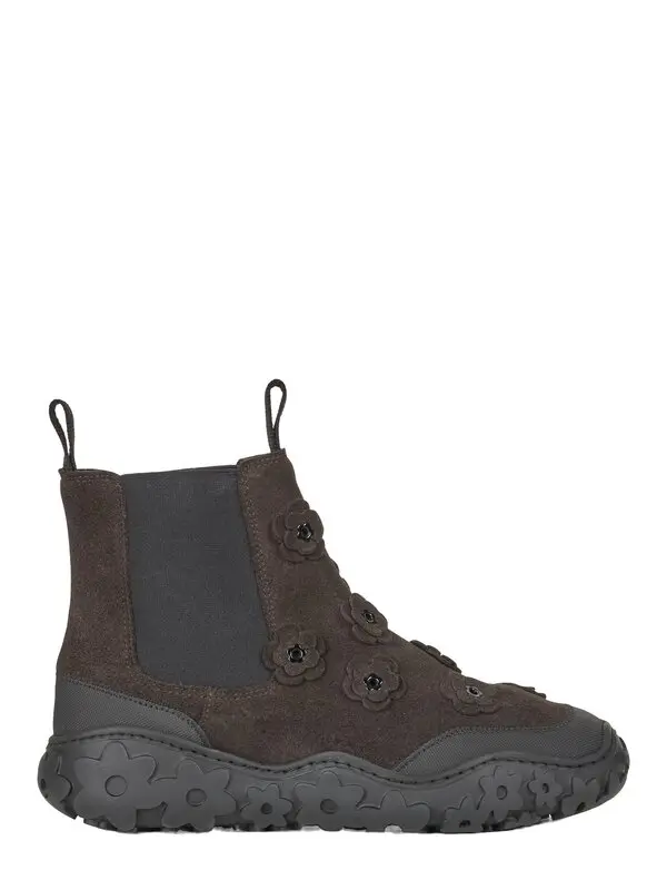 Cecilie Bahnsen Suede Chelsea Boots With Floral Detailing - Marrone