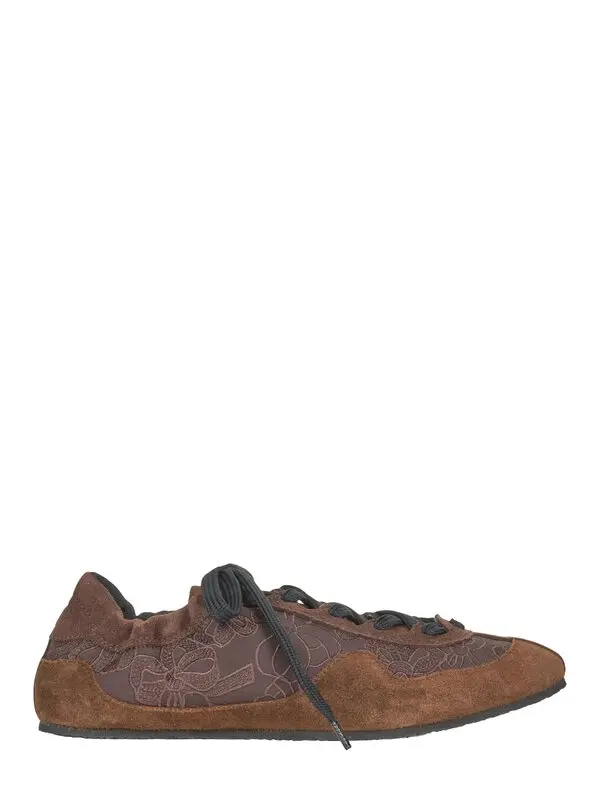 Cecilie Bahnsen Suede And Nylon Lace-up Sneakers - Brown