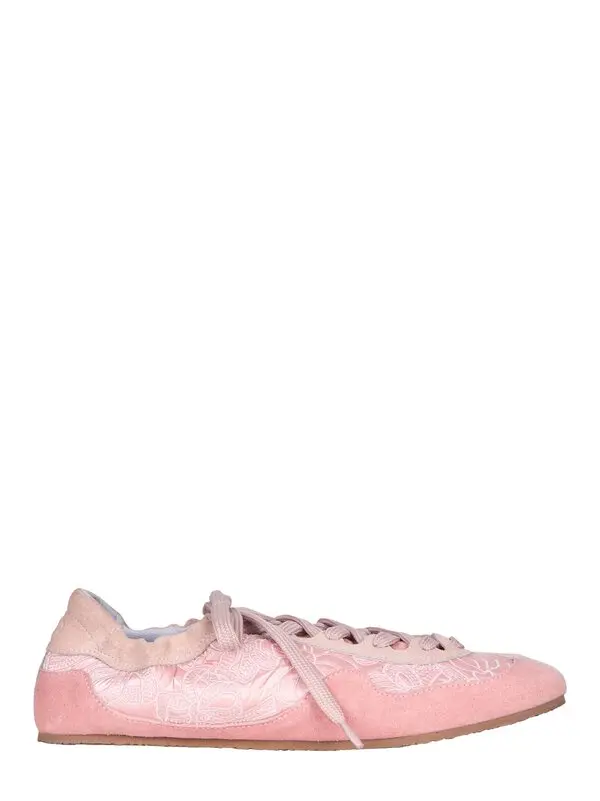 Cecilie Bahnsen Suede And Nylon Lace-up Sneakers - Rosa
