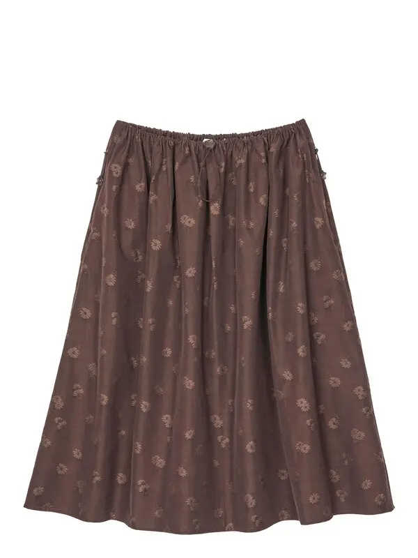 Cecilie Bahnsen Ditsy Bellis Jacquard Midi Skirt - Brown