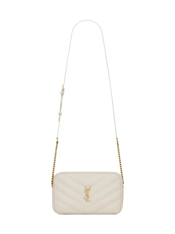 Saint Laurent Loulou Camera Bag In Matelassé Lambskin - White
