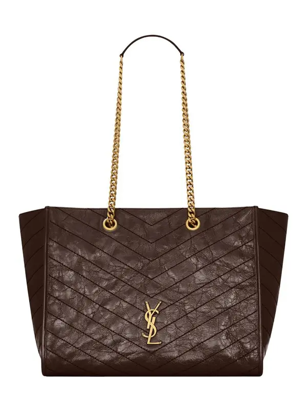 Saint Laurent Niki East/west Shopping Bag In Vintage Leather - Arabica