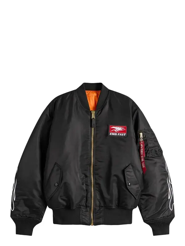 Alpha Industries Ma-1 Bomber Jacket With Embroidered Accents - Black