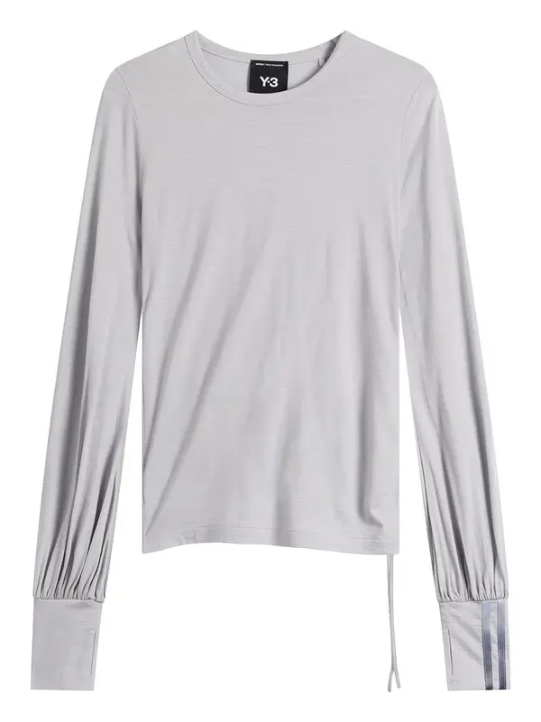 Y3 Cinched Drape Long Sleeve Top - Grey