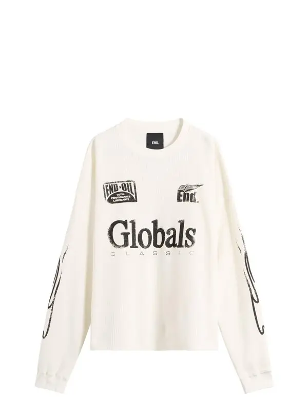 END. Globals Waffle Long Sleeve Top - Ecru