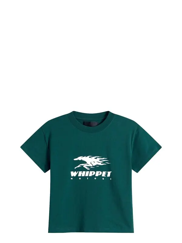 END. Whippet Print Cropped T-shirt - Green