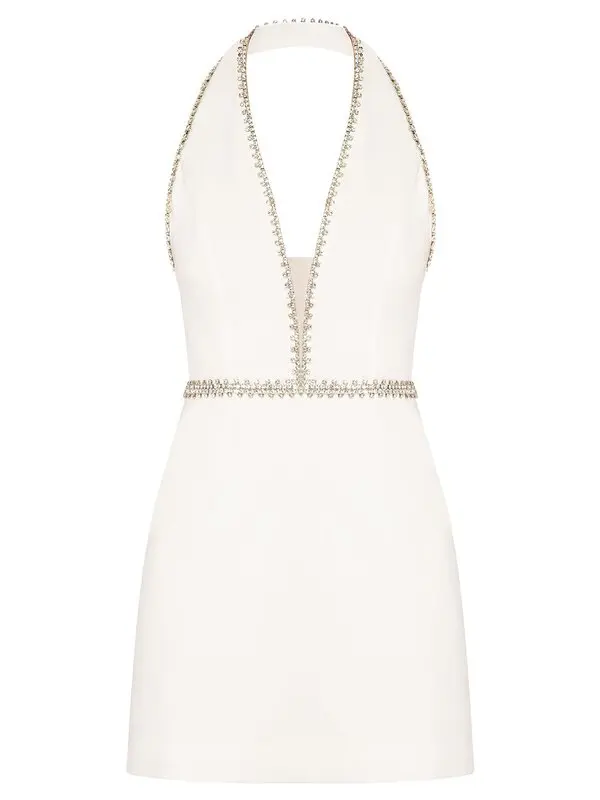 TIA DORRAINE Crystal-embellished Mini Dress - White