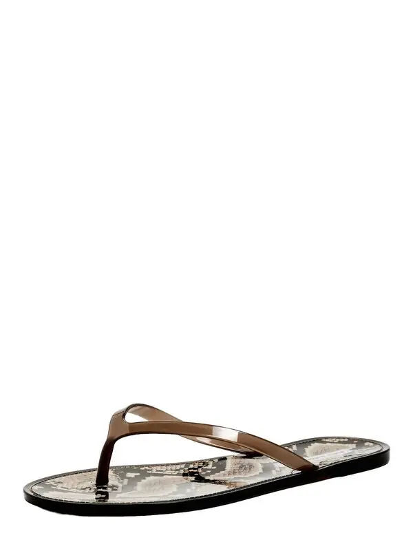BLACK SUEDE STUDIO Crystal Jelly Flip Flops - Snake/brown
