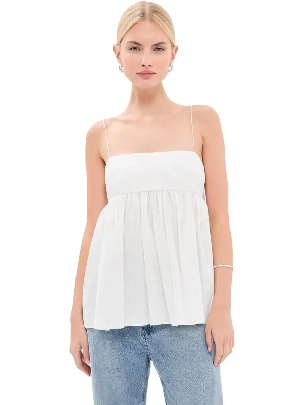Cecilie Bahnsen Veronica Top With Floral Jacquard And Bow Detail - White