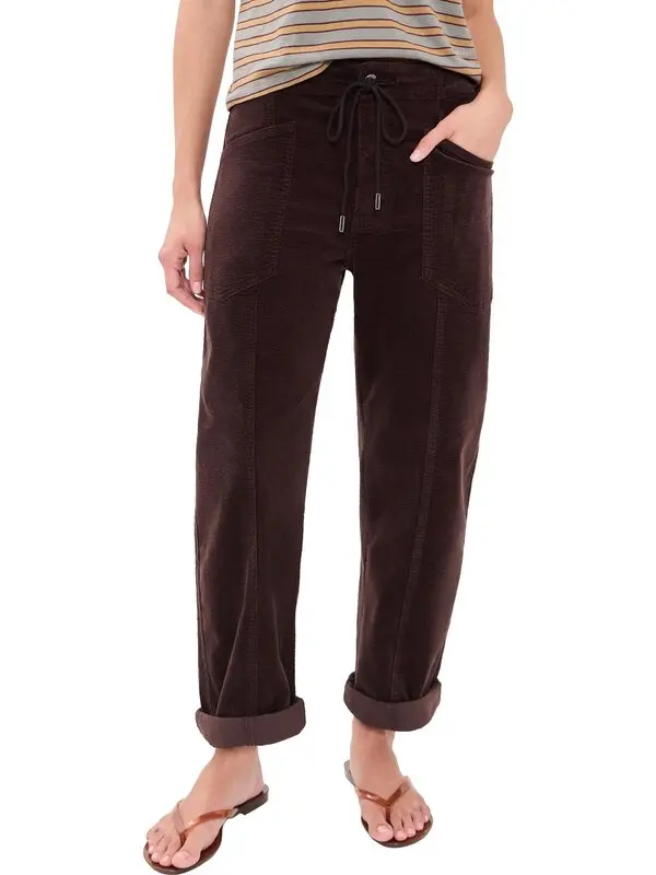 DAZE Villa Corduroy Barrel Pants - Chocolate
