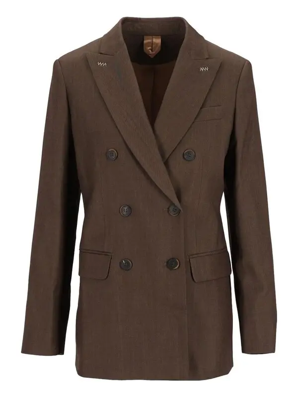 Max Mara Double-breasted Wool Gabardine Blazer - Brown