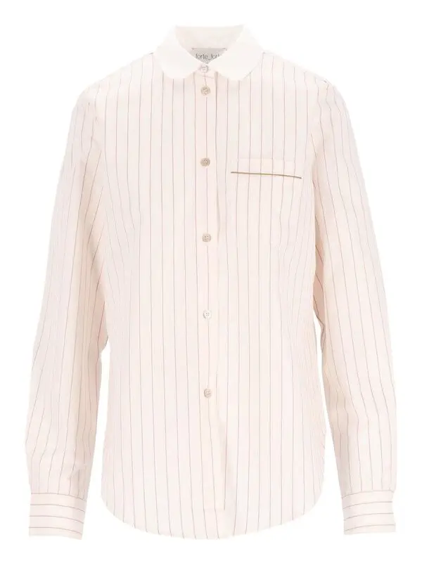 FORTE_FORTE Striped Cotton Shirt With French Collar - Multicolor