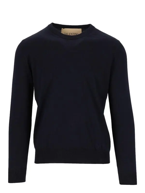 Valentino Garavani Vlogo Signature Crew Neck Wool Sweater - Blue