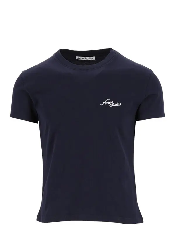 Acne Studios Organic Cotton T-shirt With Embroidered Logo - Blue