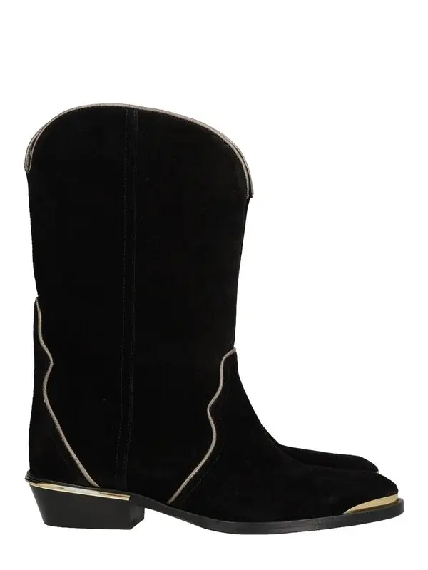 Isabel Marant Étoile Suede Ankle Boots With Gold Tone Detail - Black