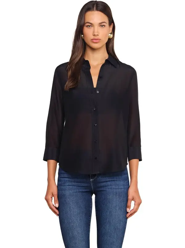 L'Agence Dani Cotton-silk Blouse - Black