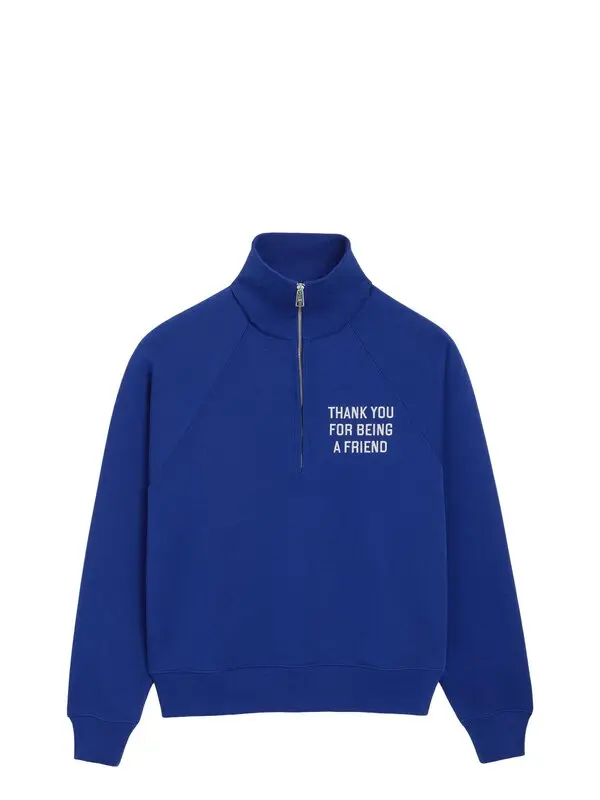 AMI Paris Thank You For Being A Friend" Zipped Sweatshirt - Royal Blue