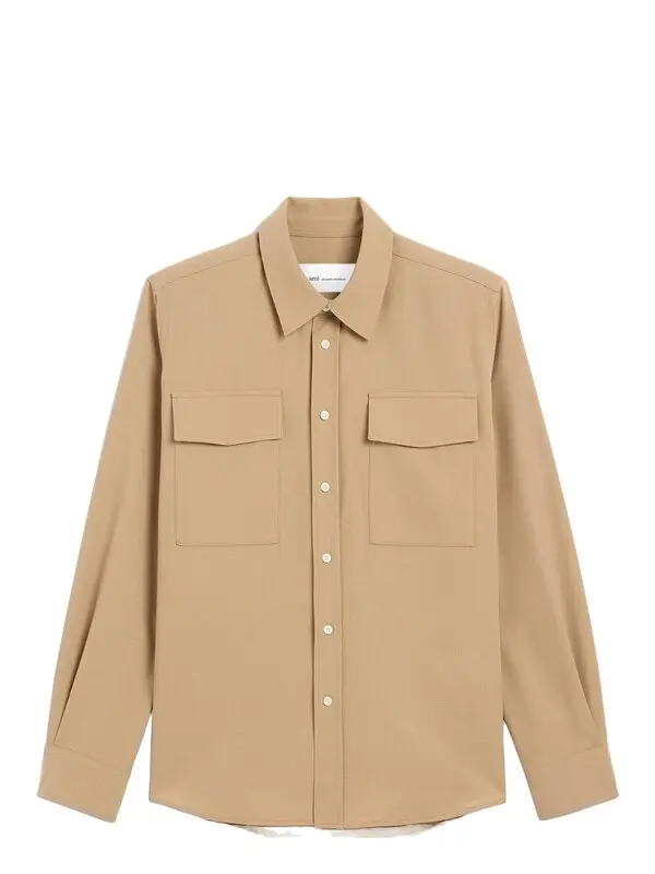 AMI Paris Beige Wool Shirt Beige - Mastic Beige