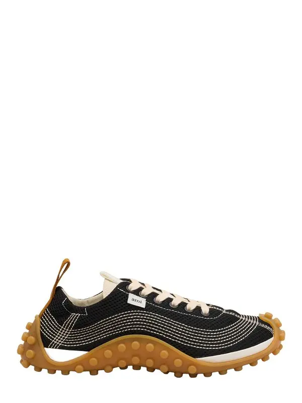 AMI Paris Black Mesh Sneakers - Black/ivory