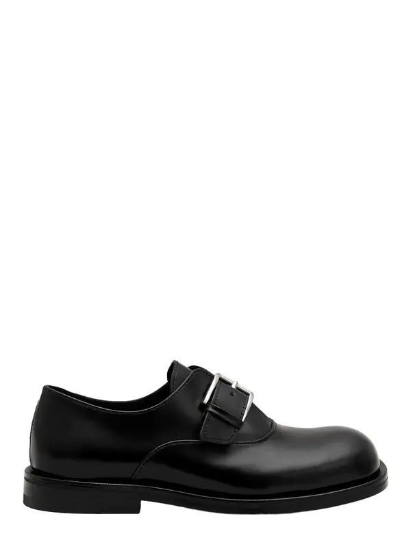 AMI Paris Cow Leather Monk Strap Shoes - Black