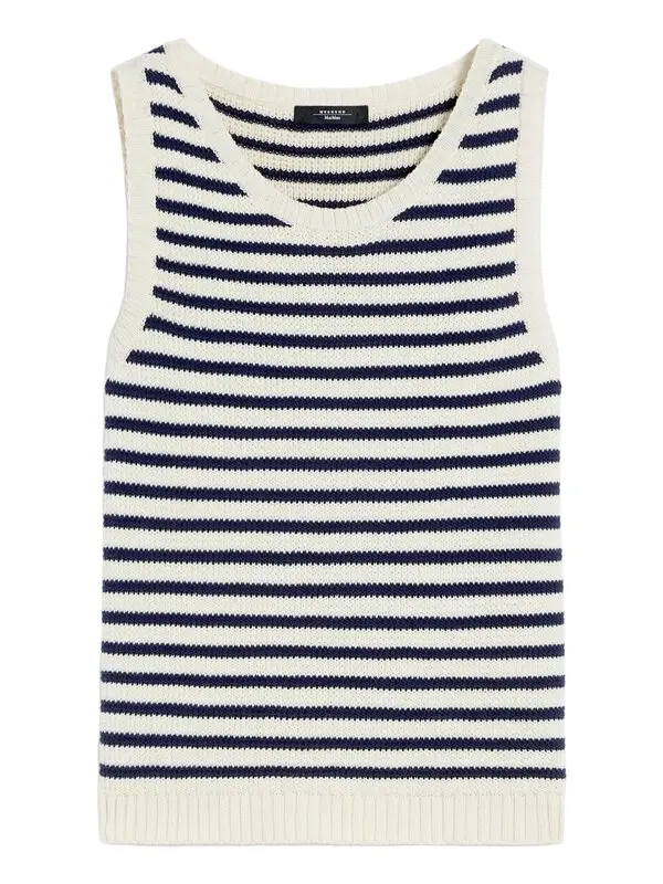 Max Mara Striped Cotton Knit Vest - White