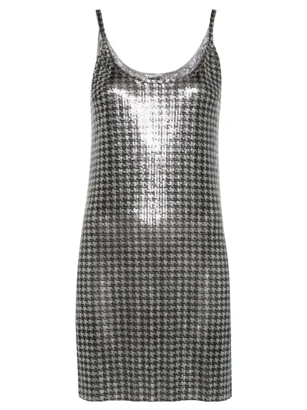 Rabanne Houndstooth Sleeveless Mini Dress - Silver/black