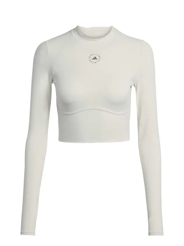 Adidas By Stella McCartney Long Sleeve Cropped Training Top - Beige-smc