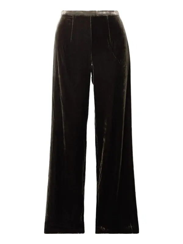 Le Kasha Velvet Wide-leg Pants - Black