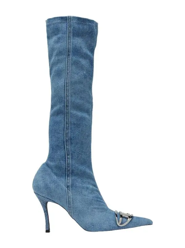 DIESEL® D-venus 80mm Denim Knee-high Boots - Blue