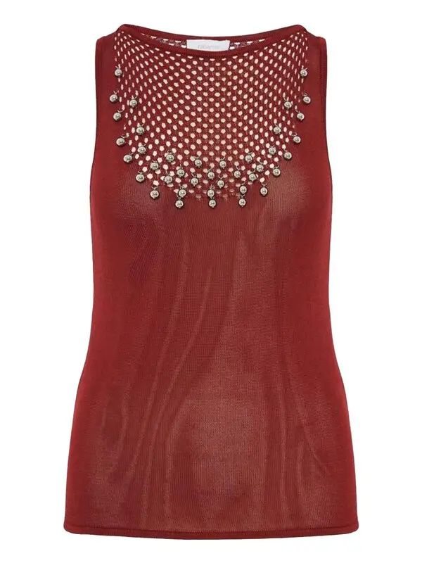 Rabanne Embellished Beaded Vest - Red