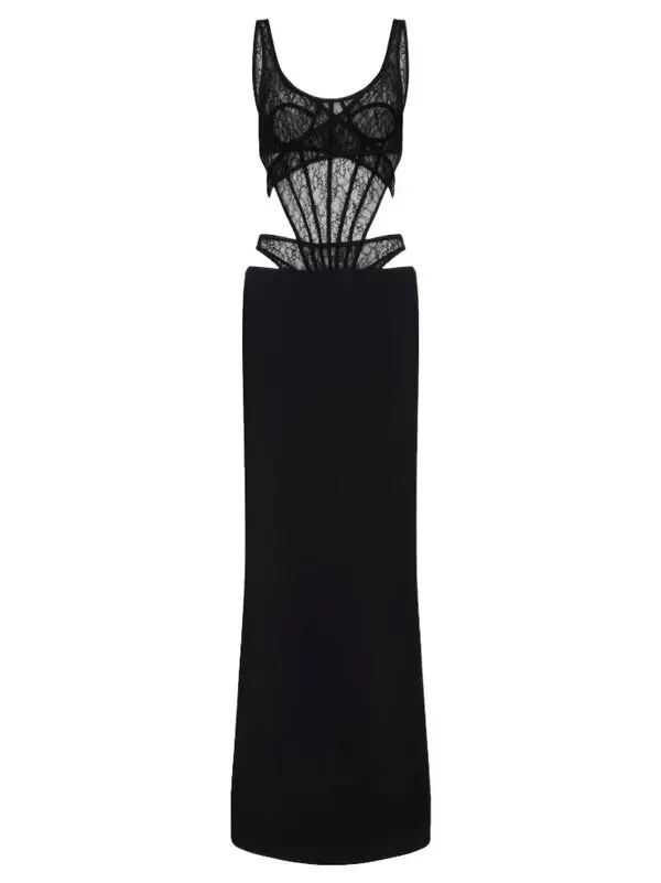 David Koma Sleeveless Lace And Cut-out Maxi Dress - Black
