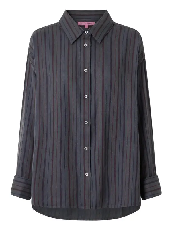 THE ELDER STATESMAN Striped Wool And Cashmere Blend Twill Shirt - Black