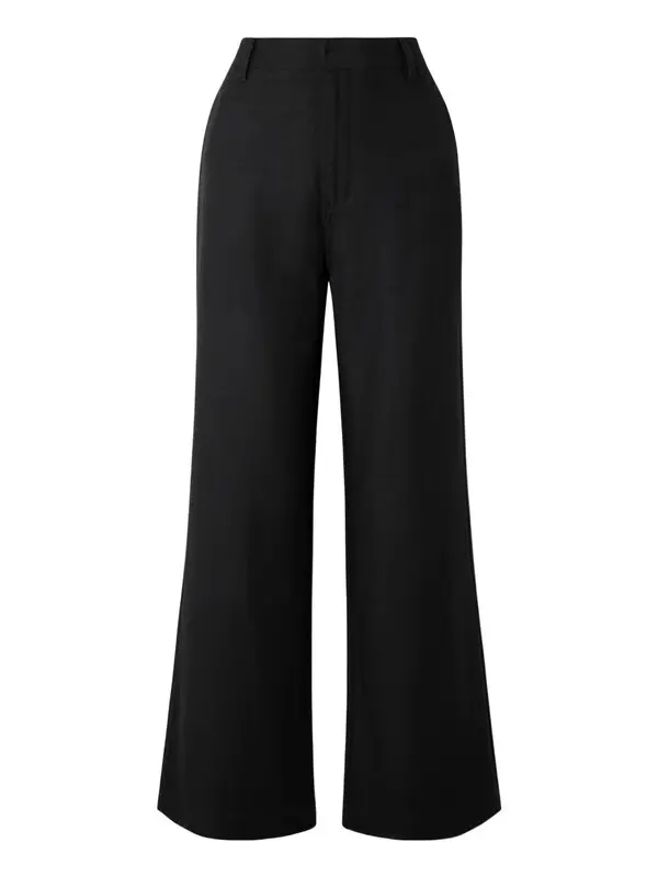 THE ELDER STATESMAN Cashmere And Wool Blend Wide-leg Trousers - Black