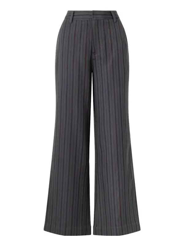 THE ELDER STATESMAN Striped Wool And Cashmere-blend Twill Pants - Black