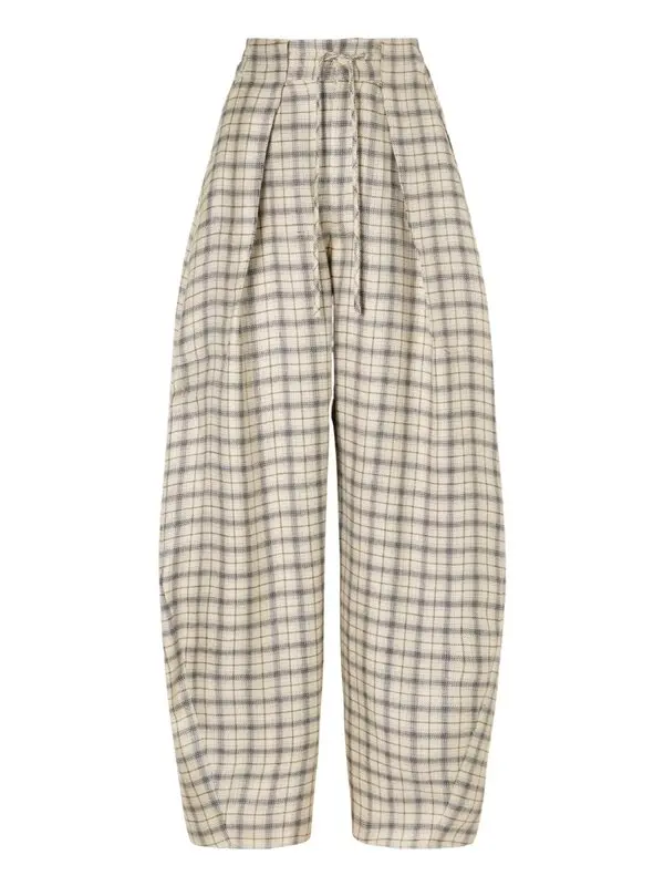 KALLMEYER Clemence Pleated Plaid Casual Pants - Nude