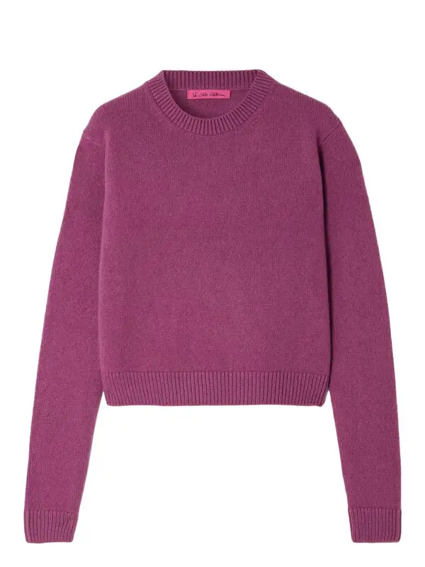 THE ELDER STATESMAN Crew Neck Cashmere Sweater - Purple