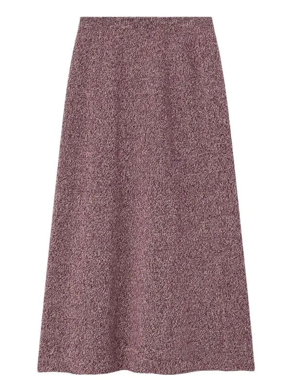 THE ELDER STATESMAN Marl Cashmere Midi Skirt - Wine Red