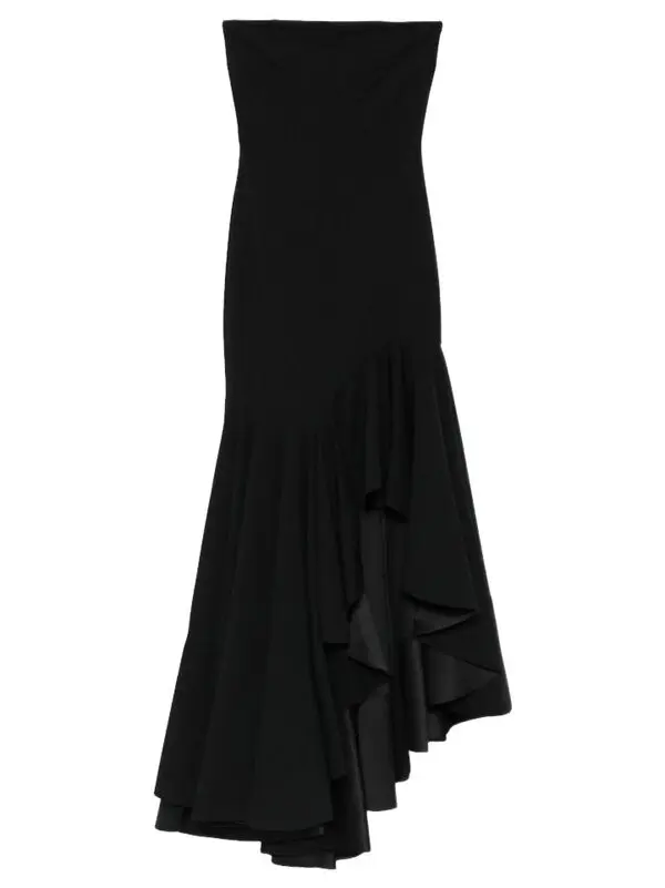 Solace Off-shoulder Ruffled Hem Dress - Black