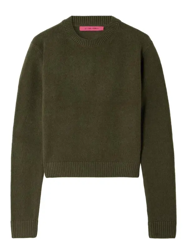 THE ELDER STATESMAN Crew Neck Cashmere Sweater - Green