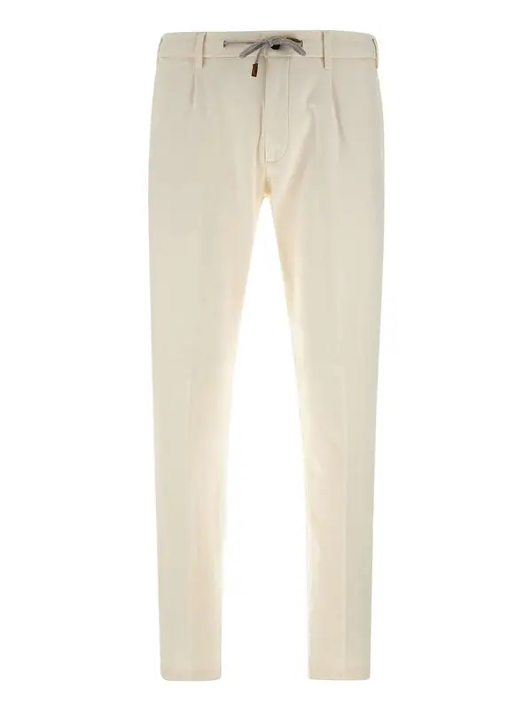 Eleventy Drawstring-waist Tapered Trousers - White