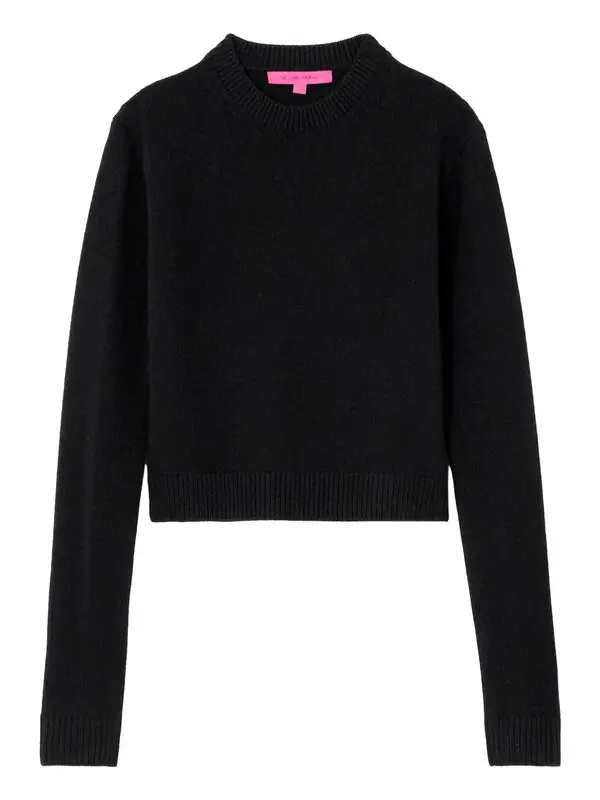 THE ELDER STATESMAN Cropped Cashmere Knit Sweater - Black