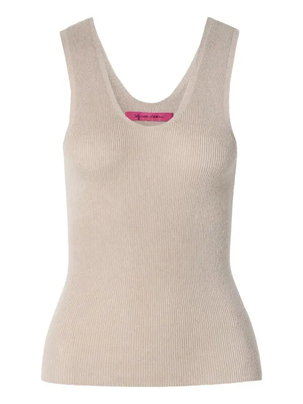 THE ELDER STATESMAN Delicash Ribbed Cashmere Blend Vest - Beige