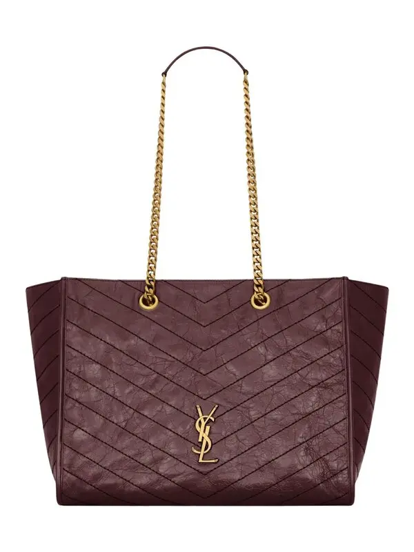 Saint Laurent Niki Shopping Bag In Vintage Leather - Cabernet Red