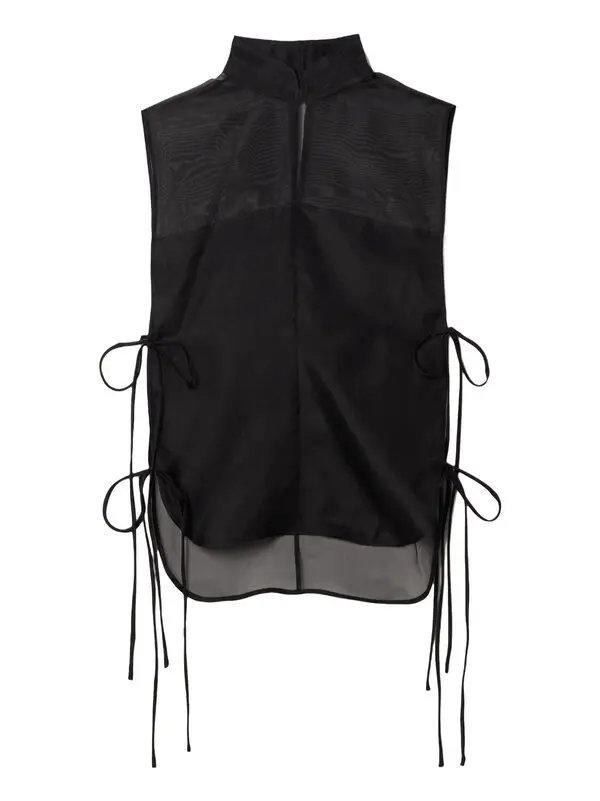 Le Kasha Anzio Tie-detailed Silk-tulle Top - Black